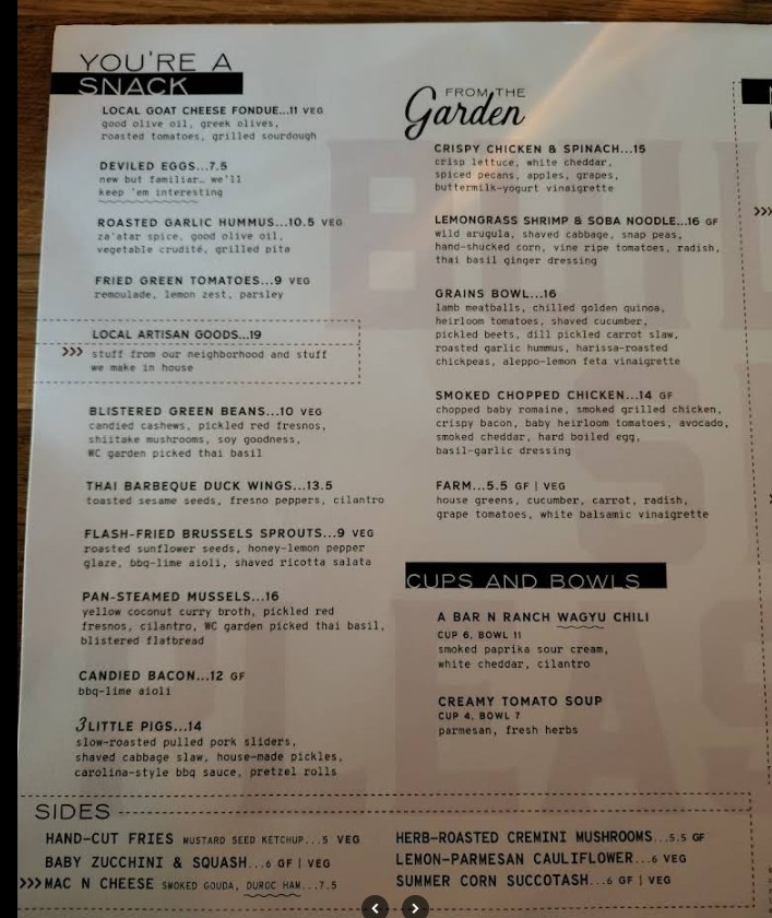 Las Colinas: Whiskey Cake Restaurant Menu – Farm-Fresh American Dining ...