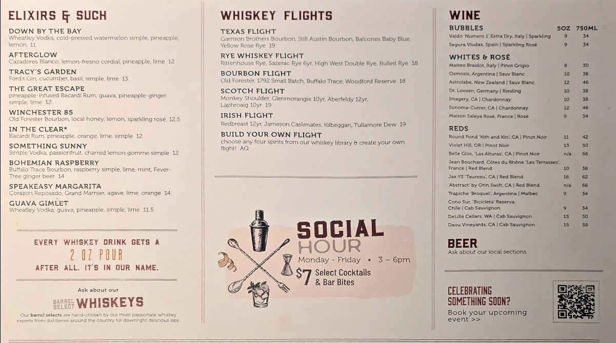 Las Colinas: Whiskey Cake Restaurant Menu – Farm-Fresh American Dining ...