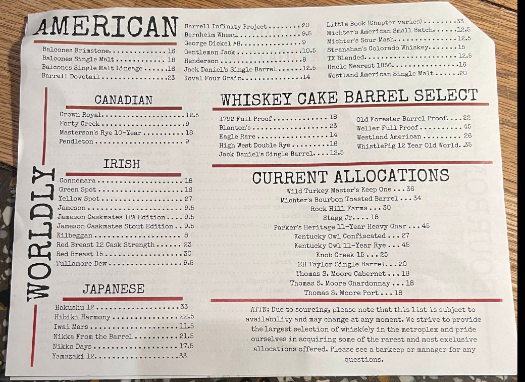 Las Colinas: Whiskey Cake Restaurant Menu – Farm-Fresh American Dining ...