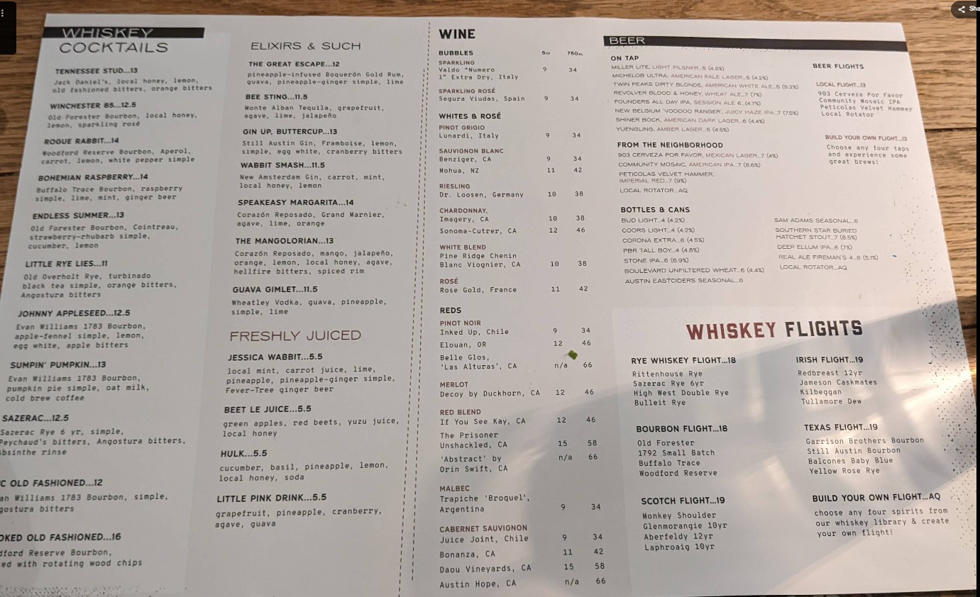 Las Colinas: Whiskey Cake Restaurant Menu – Farm-Fresh American Dining ...